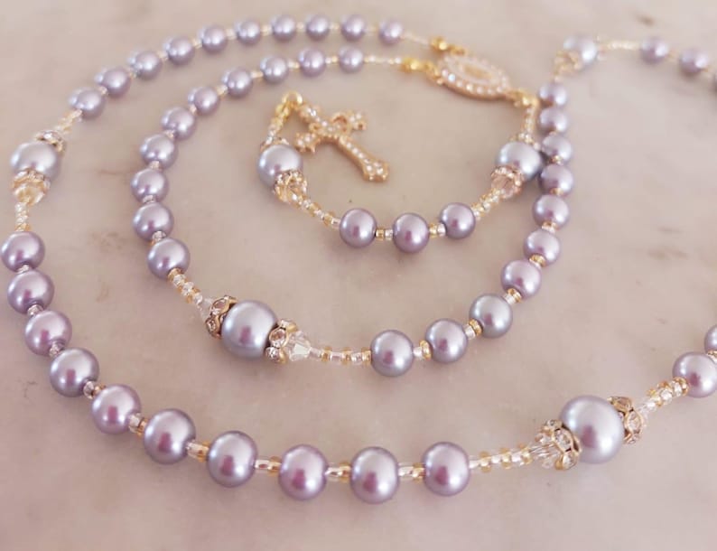 Personalised Name Rosary, Multiple Pearl Colours, Mother of Pearl ...