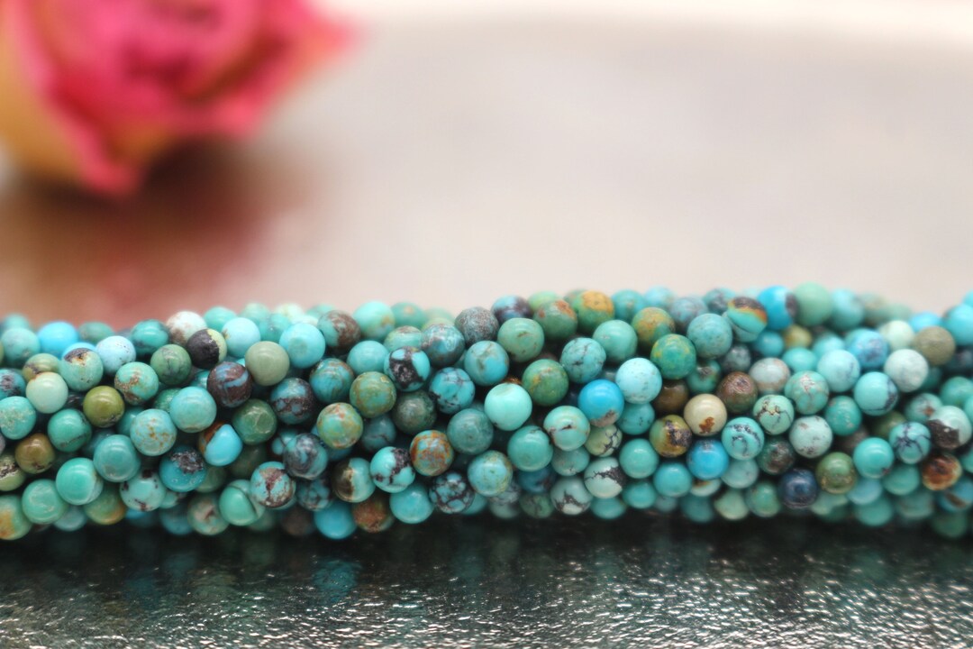 Smooth Round Polished Turquoise Beads Strand, 2.5 Mm 3 Mm 4 Mm Natural Gemstone Beads, Green ...