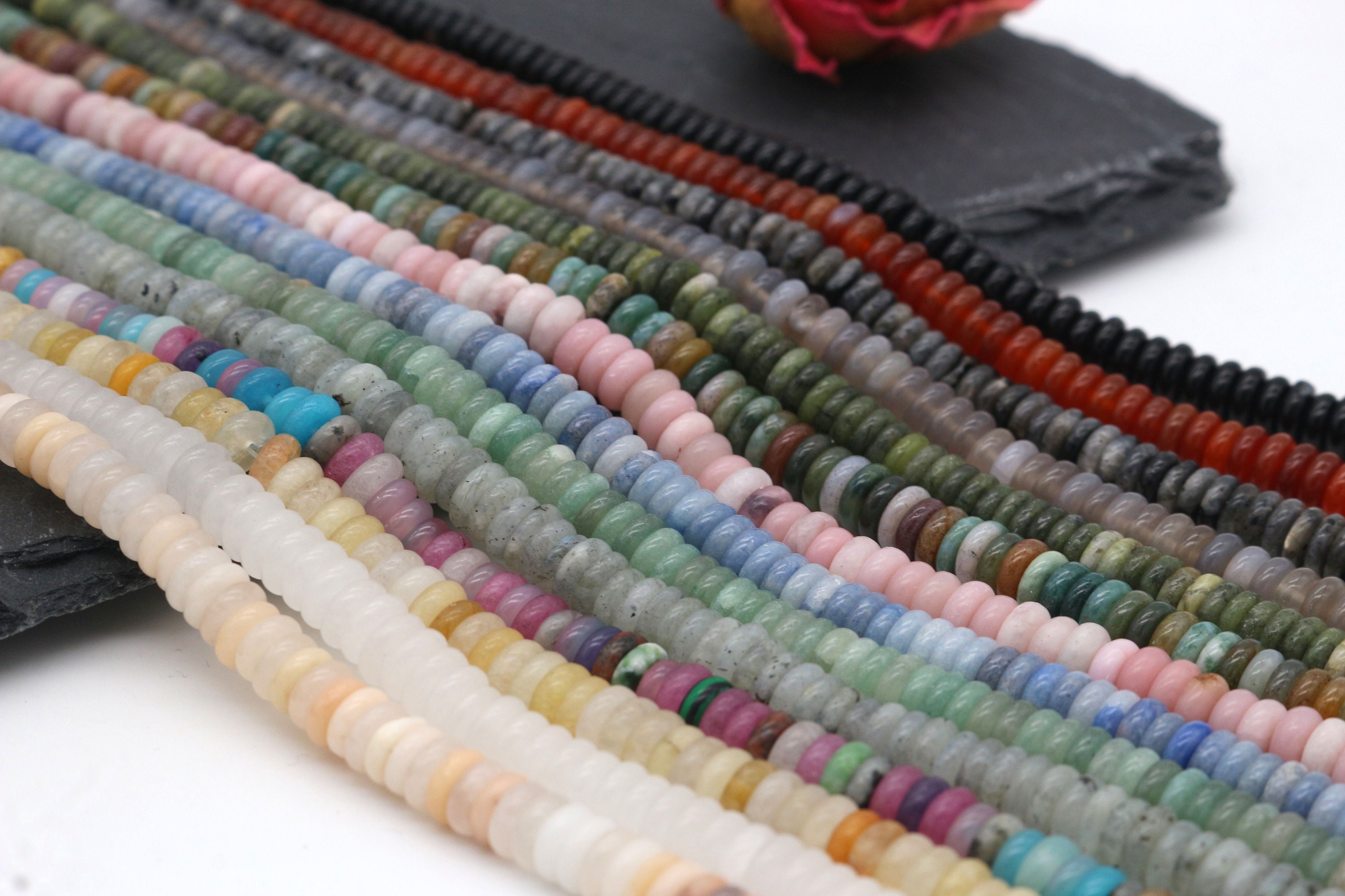 Natural Gemstone Beads Strand, 2 X 6 Mm AAA Rondelle Gemstone Beads ...