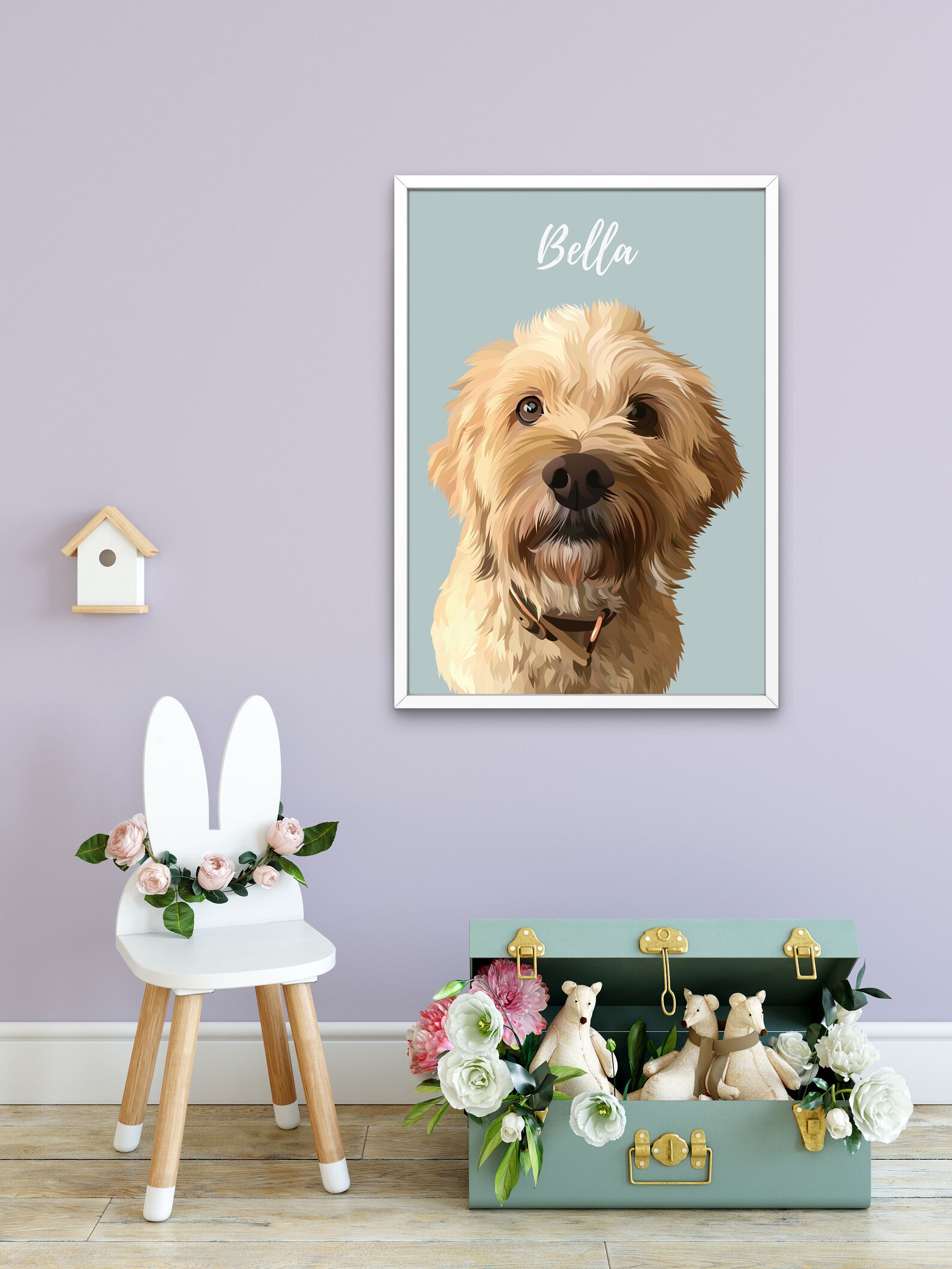 Pet Portrait Custom Dog Portrait Digitally Drawn Dog Memorial | Etsy