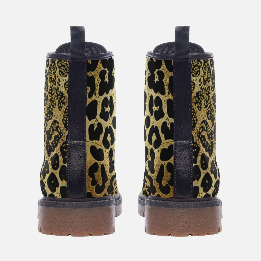 Leopard Combat Boots - Vegan Leather, Casual Lightweight Military Style ...