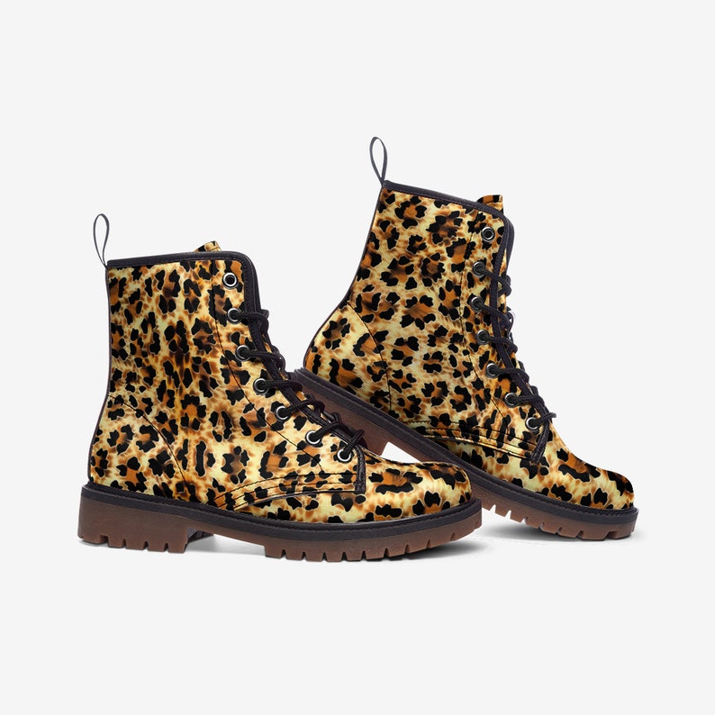 Leopard Combat Boots - Vegan Leather, Casual Lightweight Military Style ...