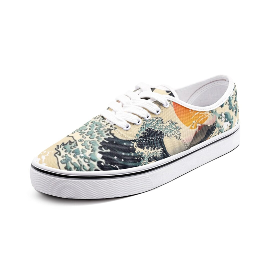 Great Wave Sneakers, Art Lover , Custom Cool Shoes, Unisex Canvas Shoes ...