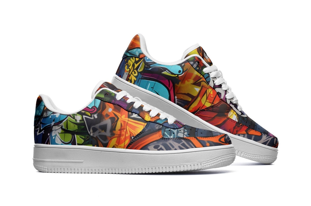 Graffiti Sneakers, Graffiti Drips Street Wall Art Paiting, Unisex Low ...