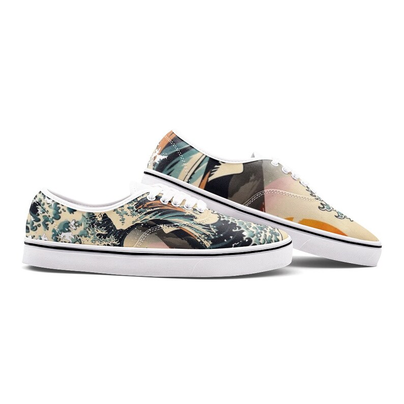 Great Wave Sneakers, Art Lover , Custom Cool Shoes, Unisex Canvas Shoes ...