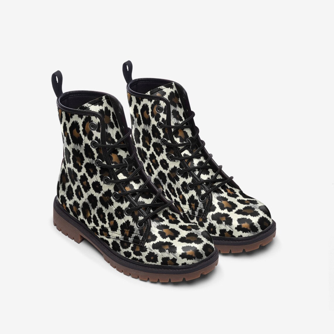 Leopard Combat Boots - Vegan Leather, Casual Lightweight Military Style ...