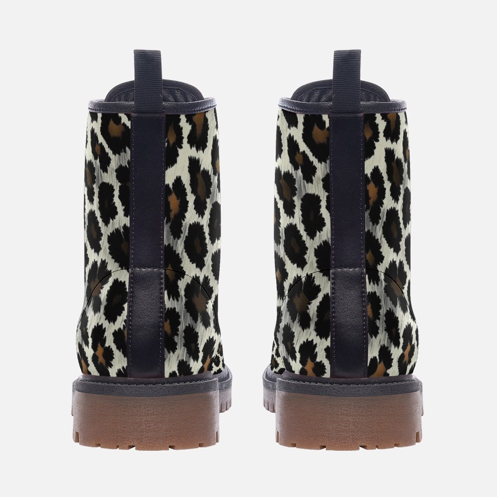 Leopard Combat Boots - Vegan Leather, Casual Lightweight Military Style ...