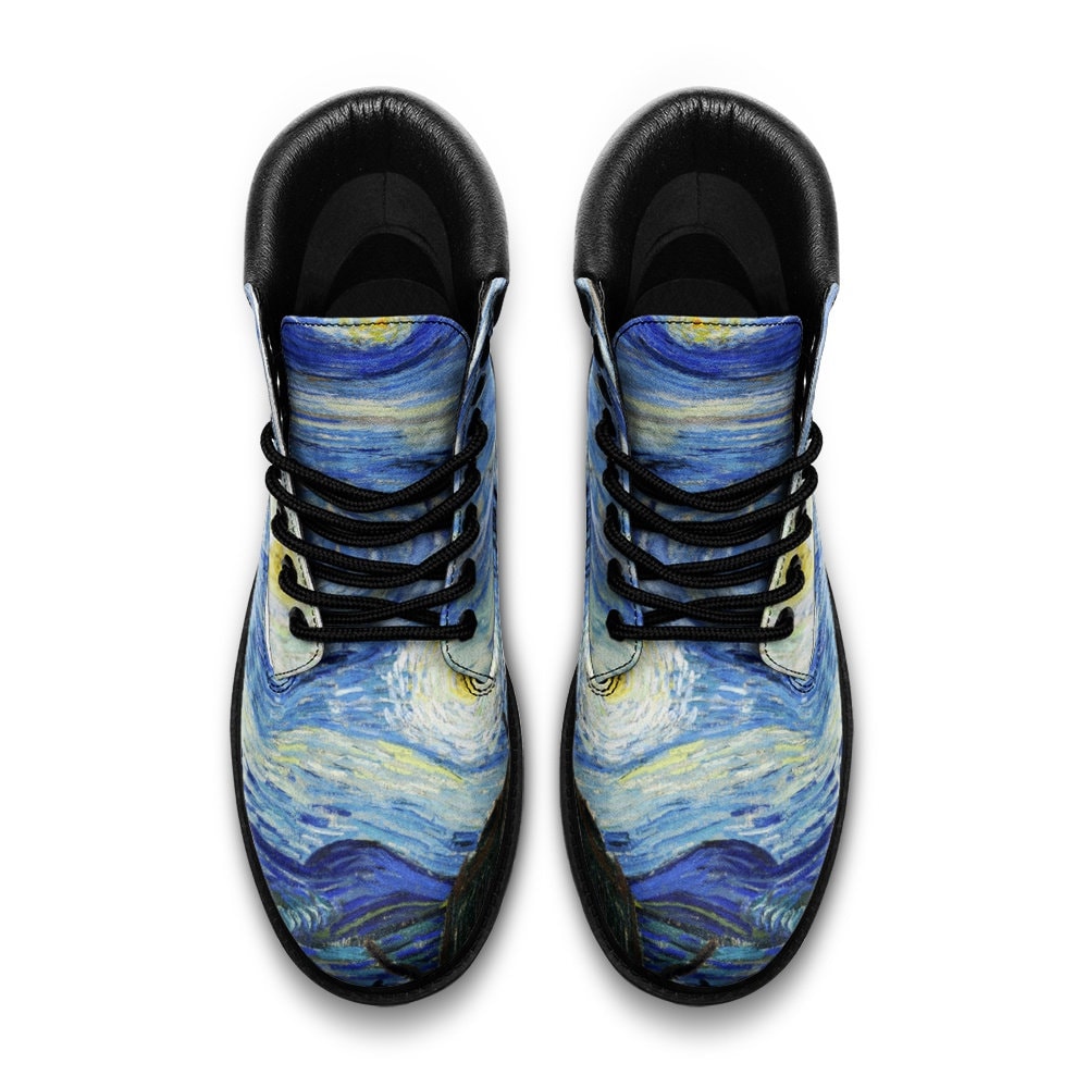Starry Night Boots, Van Gogh Paint Art, Trendy, Casual Leather ...
