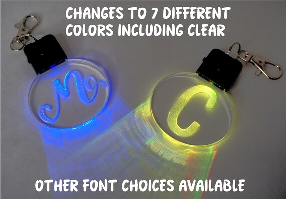 Light Up Keychain Single Initial Light Up Keychain | Etsy