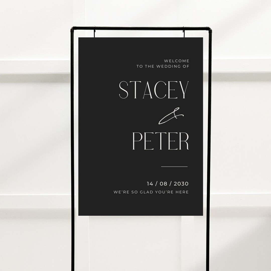 A1 and A0 Black Wedding Welcome Sign Template, Modern Wedding Welcome ...