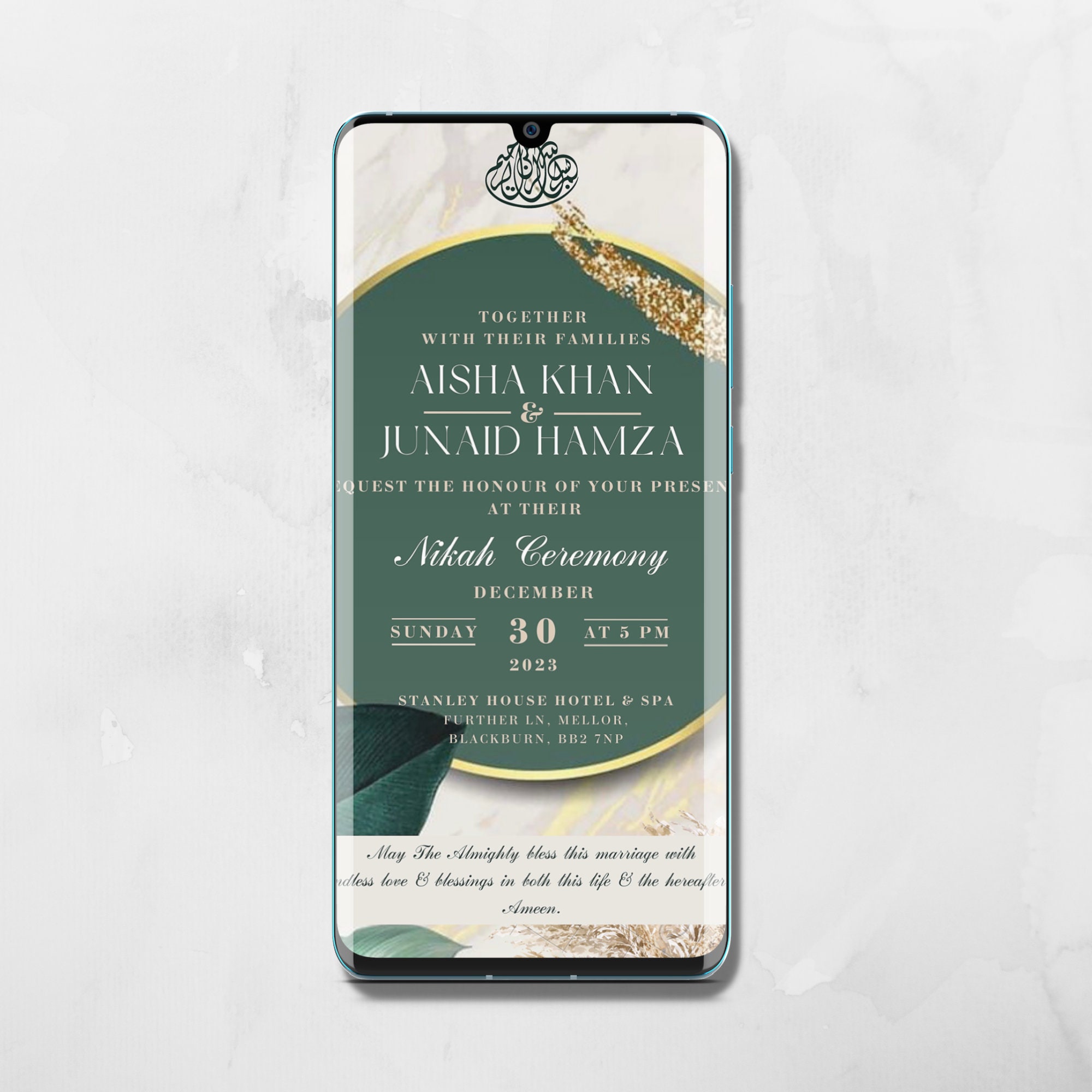 Editable E-invite Digital Muslim Wedding Dua Invitation Template Nikkah ...