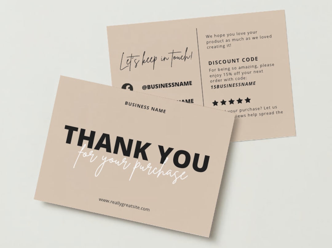 Neutral Business Thank You Card, Classy Design (canva Editable ...