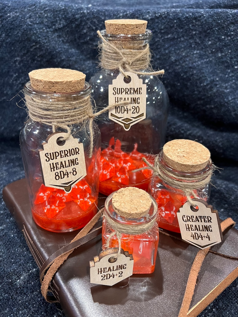 DND Potion of Healing Dice Set – 4-bottle Kit – Health Potion Props ...
