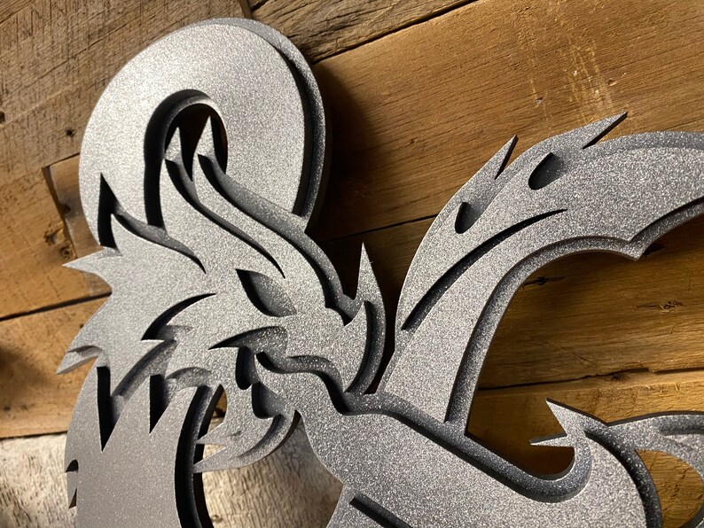 D&D Silver Dungeons and Dragons Logo Plaque Fantasy Gaming | Etsy