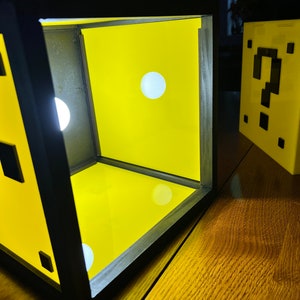 Oversized Mario Question ? Block Lamp – Handmade Wood & Acrylic – Game ...