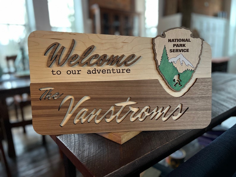 Customized National Park Welcome Sign – Bigfoot Camping Decor – Maple ...