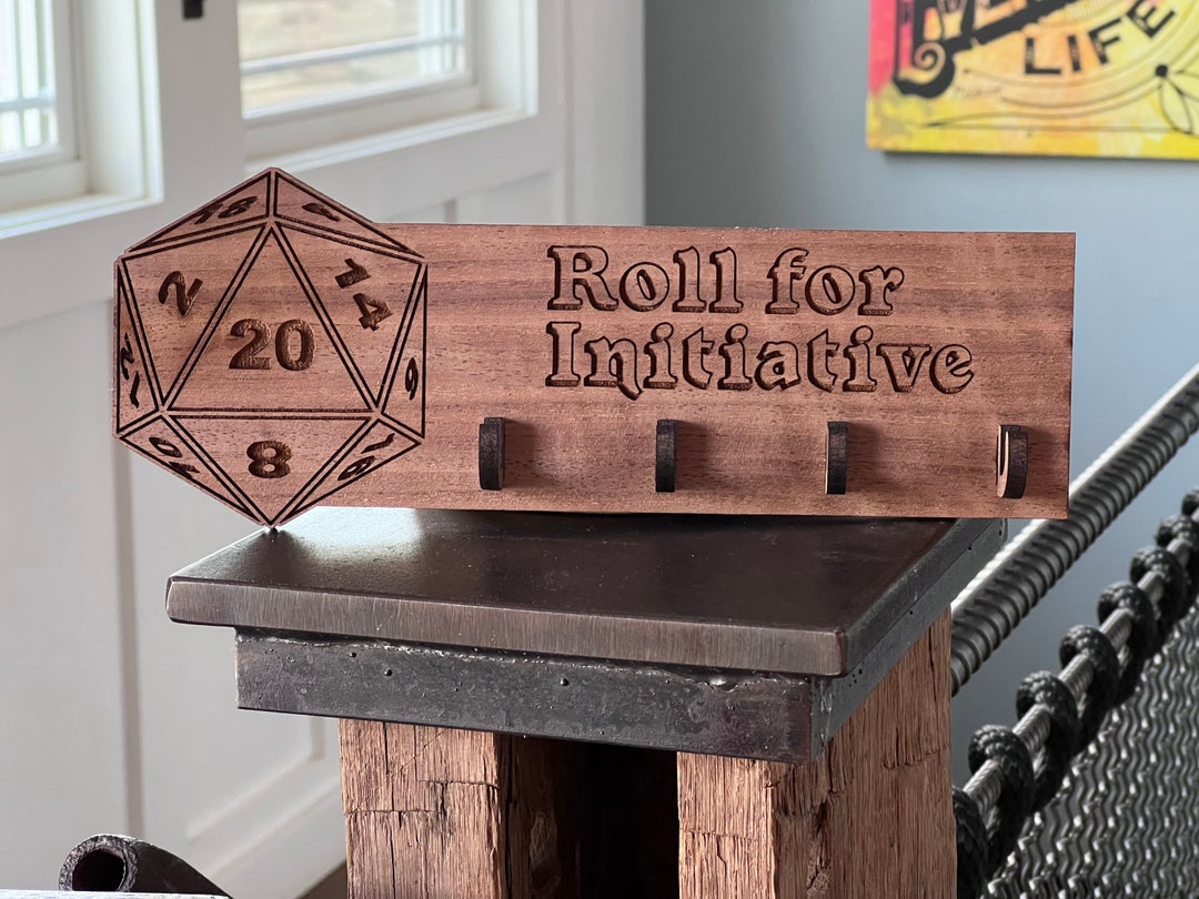 Wood Geek Gift for Him Roll for Initiative Dnd Key Rack Station Holder ...