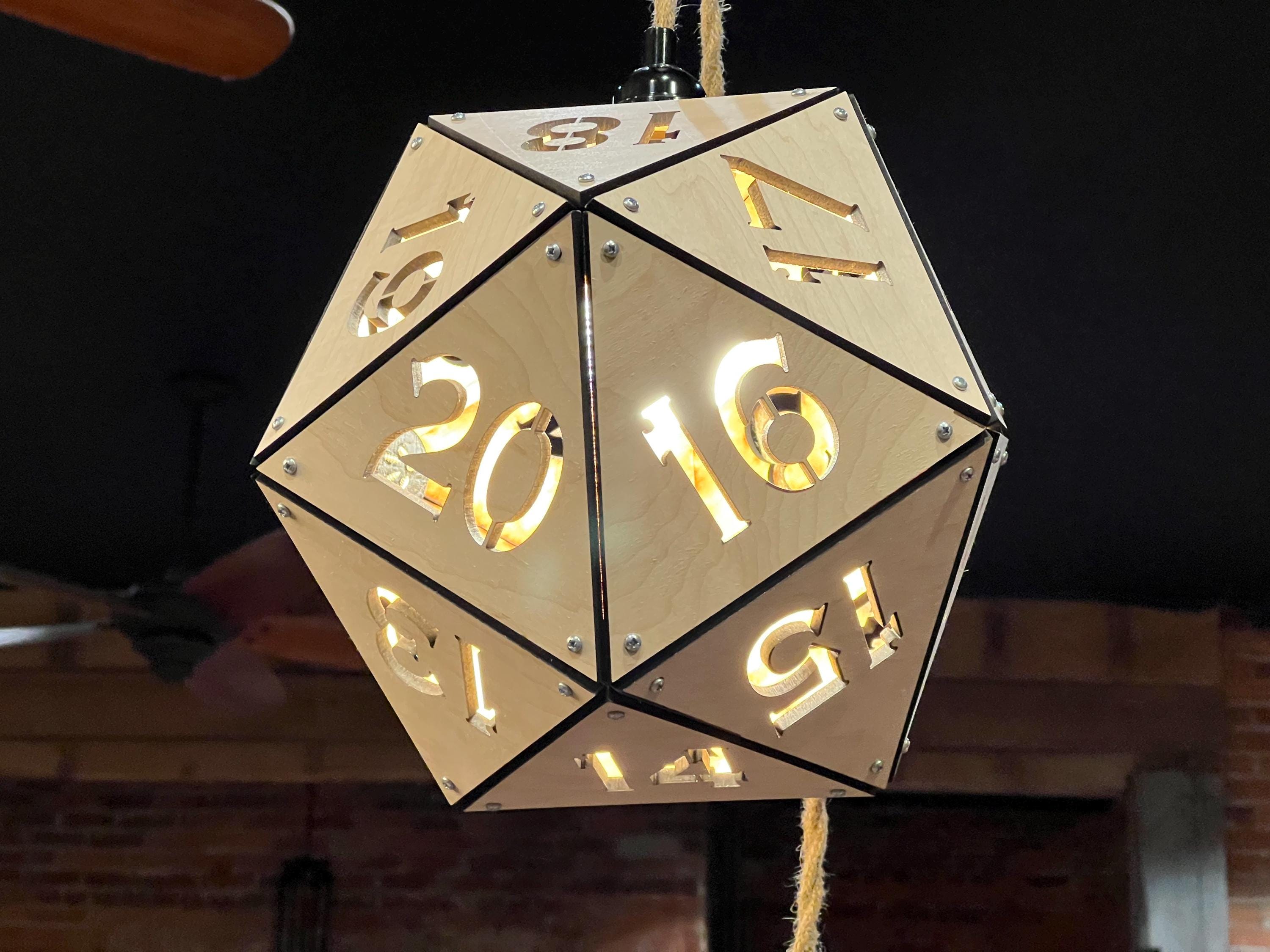Custom D20 Dice Lamp – RPG or MTG Style – Hanging Game Room Light ...
