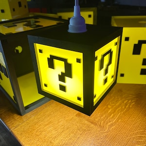 Oversized Mario Question ? Block Lamp – Handmade Wood & Acrylic – Game ...