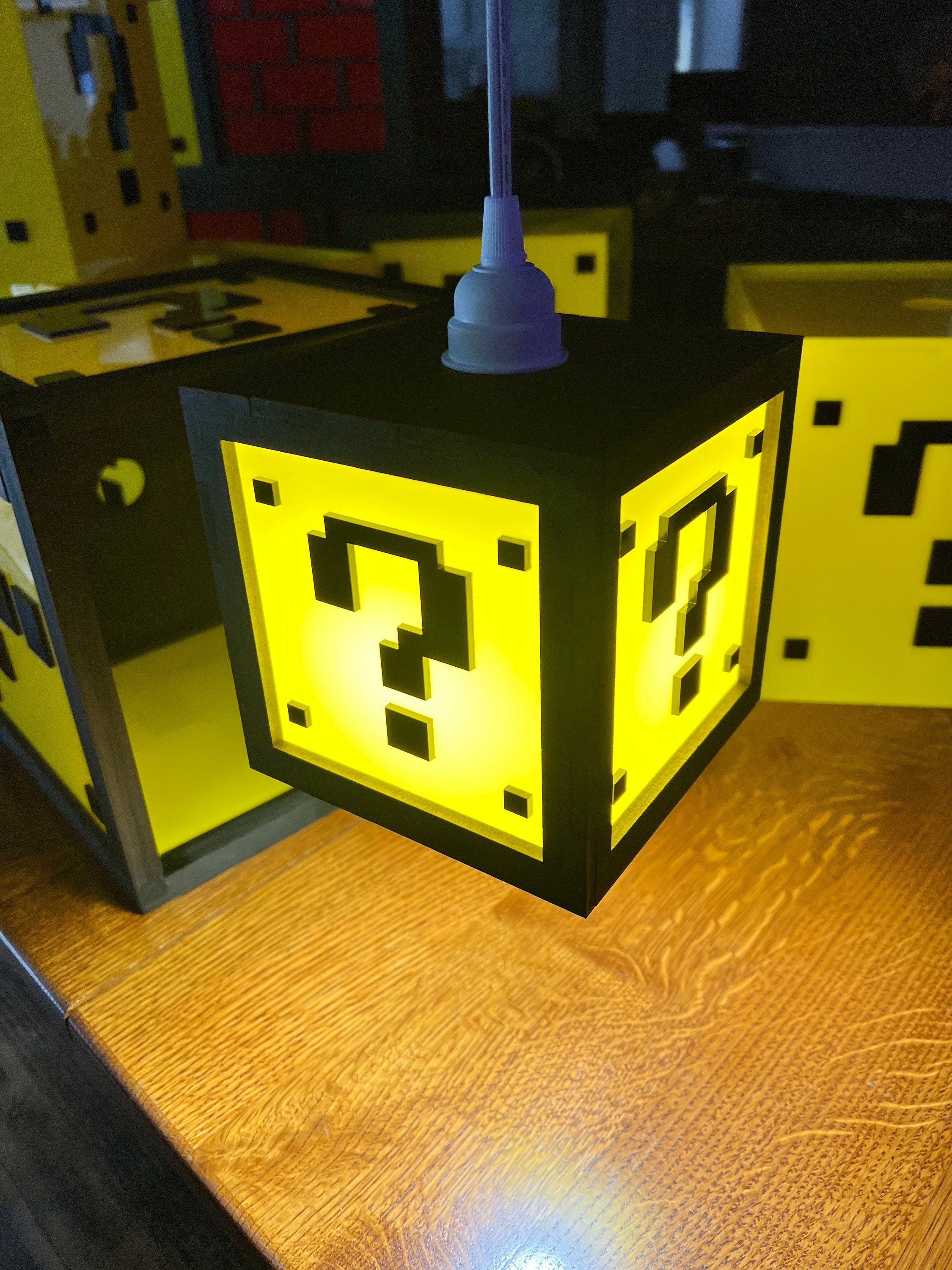 Oversized Mario Question ? Block Lamp – Handmade Wood & Acrylic – Game ...