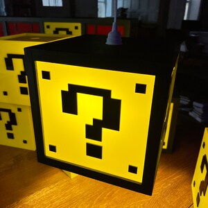Oversized Mario Question ? Block Lamp – Handmade Wood & Acrylic – Game ...