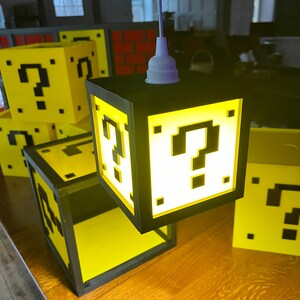 Oversized Mario Question ? Block Lamp – Handmade Wood & Acrylic – Game ...
