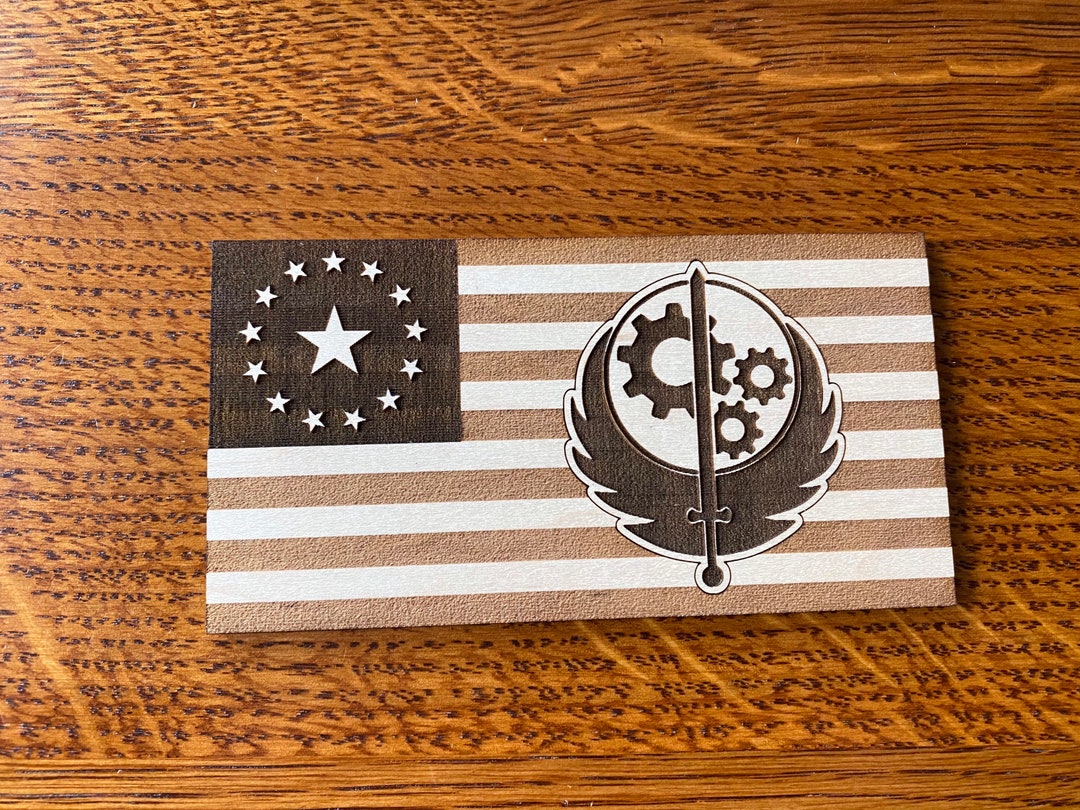 Fallout-inspired Brotherhood of Steel Flag – 5x9” Laser Cut Wood Art ...