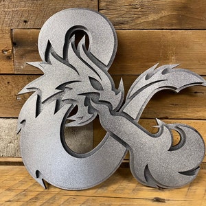 D&D Silver Dungeons and Dragons Logo Plaque Fantasy Gaming | Etsy