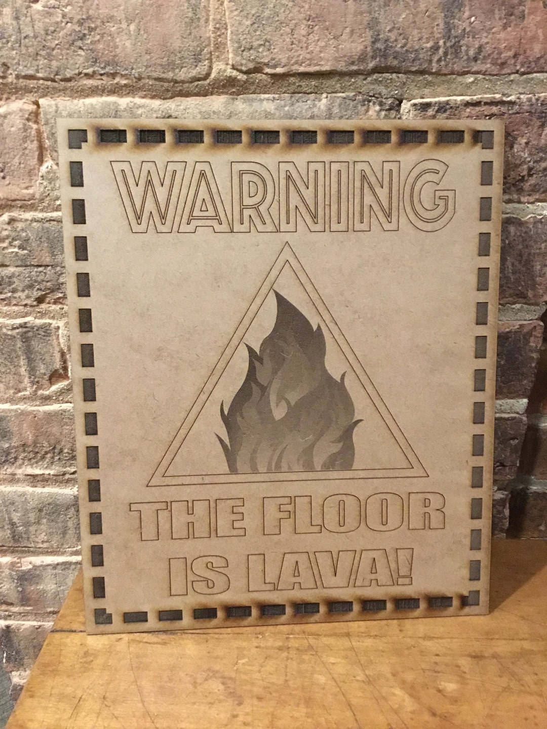 Minecraft-inspired “WARNING: the Floor is Lava!” Sign – Laser Engraved ...
