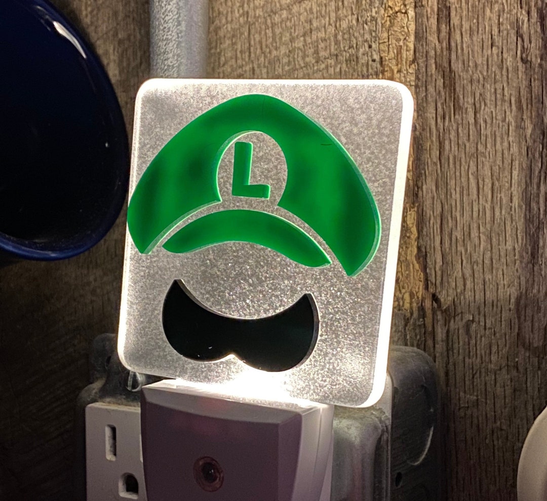 Luigi Night Light – Auto Sensor Plug-in – Mario Bros Game Room Decor ...