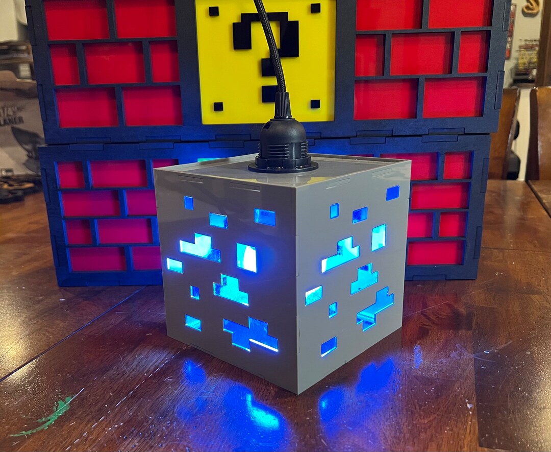Minecraft-inspired Diamond Ore Cube Lamp – 6” Acrylic Light – Hanging ...