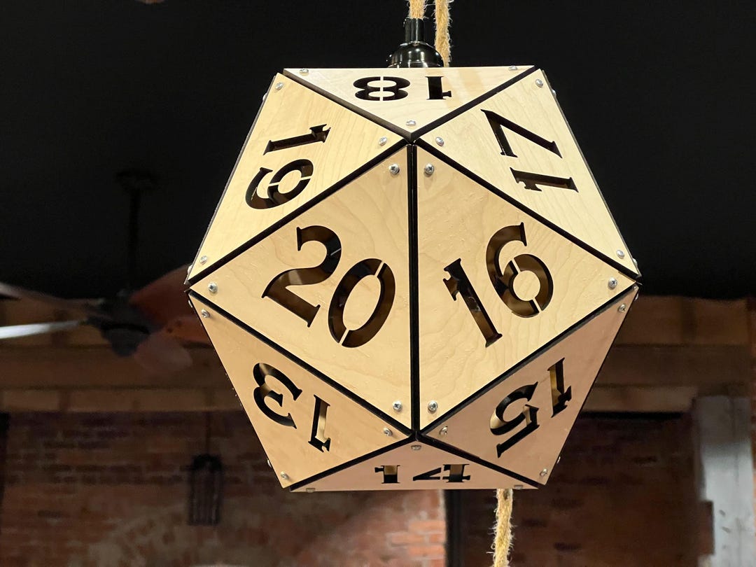 Custom D20 Dice Lamp – RPG or MTG Style – Hanging Game Room Light ...