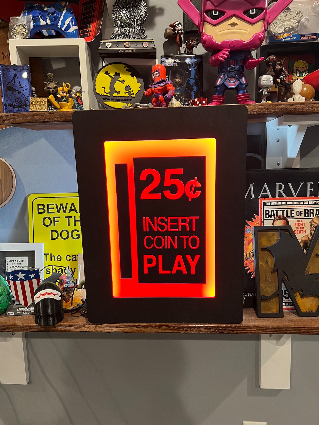 Insert Coin Lighted Coin Op Machine Wall Display Gameroom Fun - Etsy