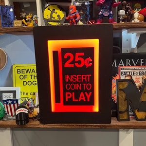 Insert Coin Wall Light – Retro Arcade Sign – LED Game Room Decor – Coin ...