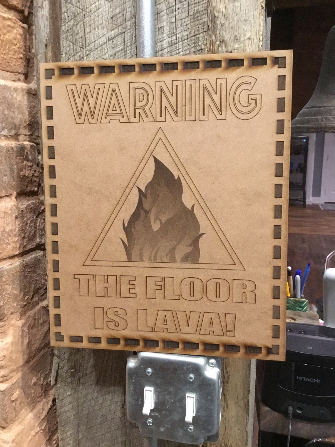 Minecraft WARNING the Floor is Lava Laser Engraved Wood - Etsy