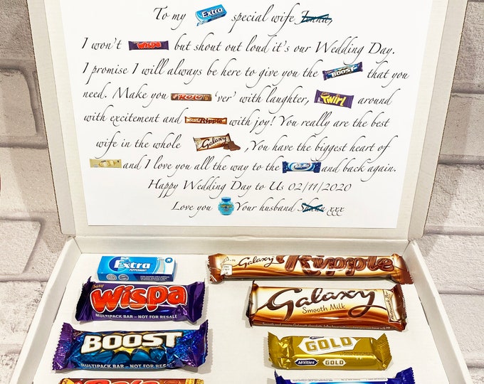 Wedding Day - Chocolate Poem Box Gift for Husband/wife - Etsy UK