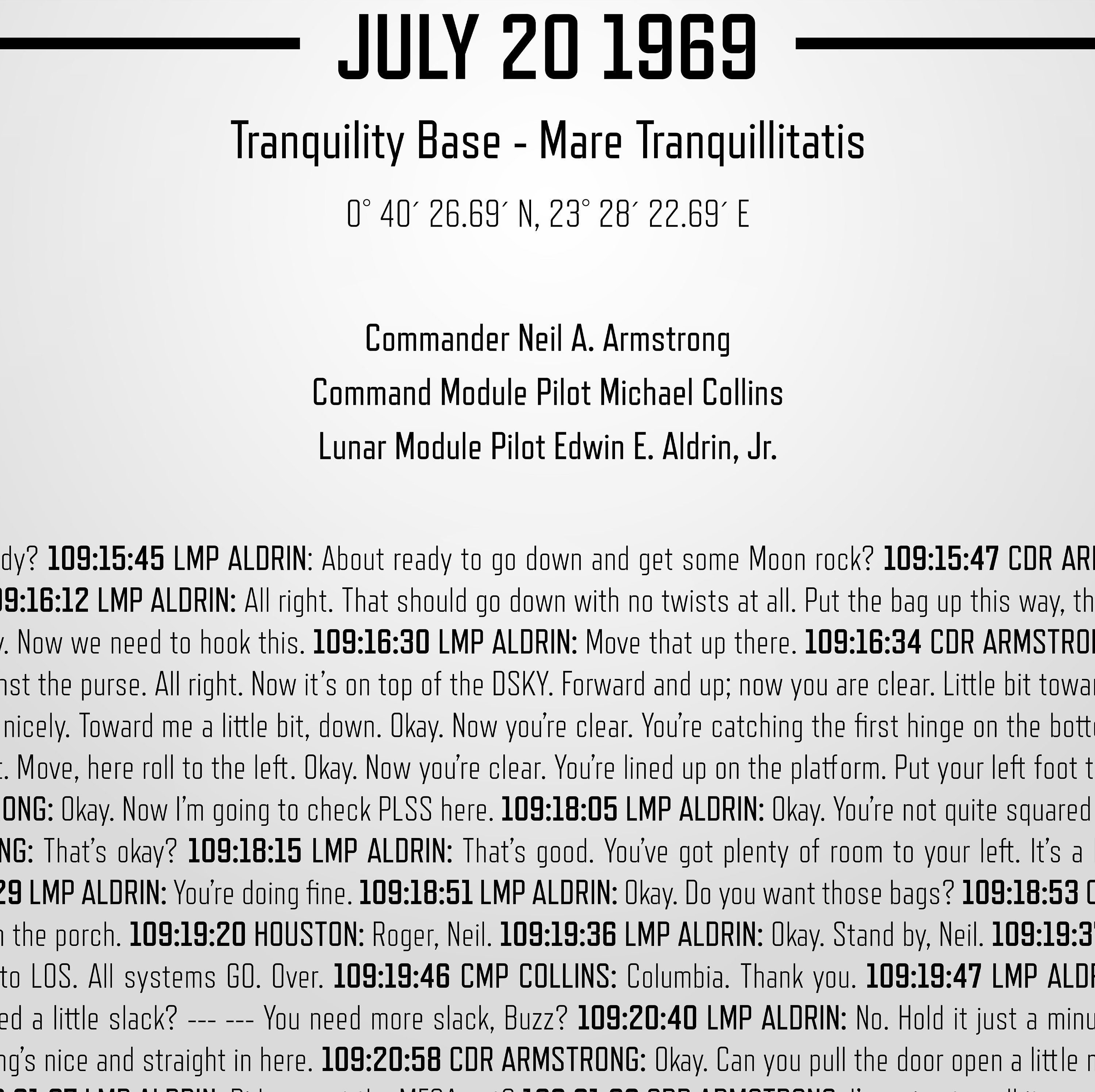 Apollo 11 Moon Landing Transcript History Of Science