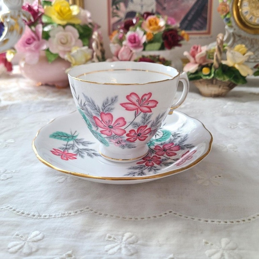 Colclough Wild Flower Tea Cup and Saucer Set - England - Etsy