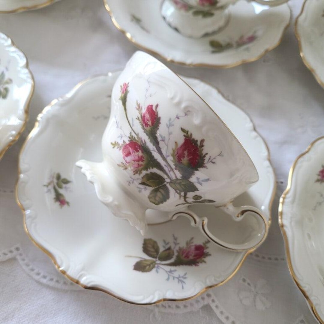 Vintage Rosenthal Moss Rose Tea Cup and Saucer, Ivory Bone China - Etsy