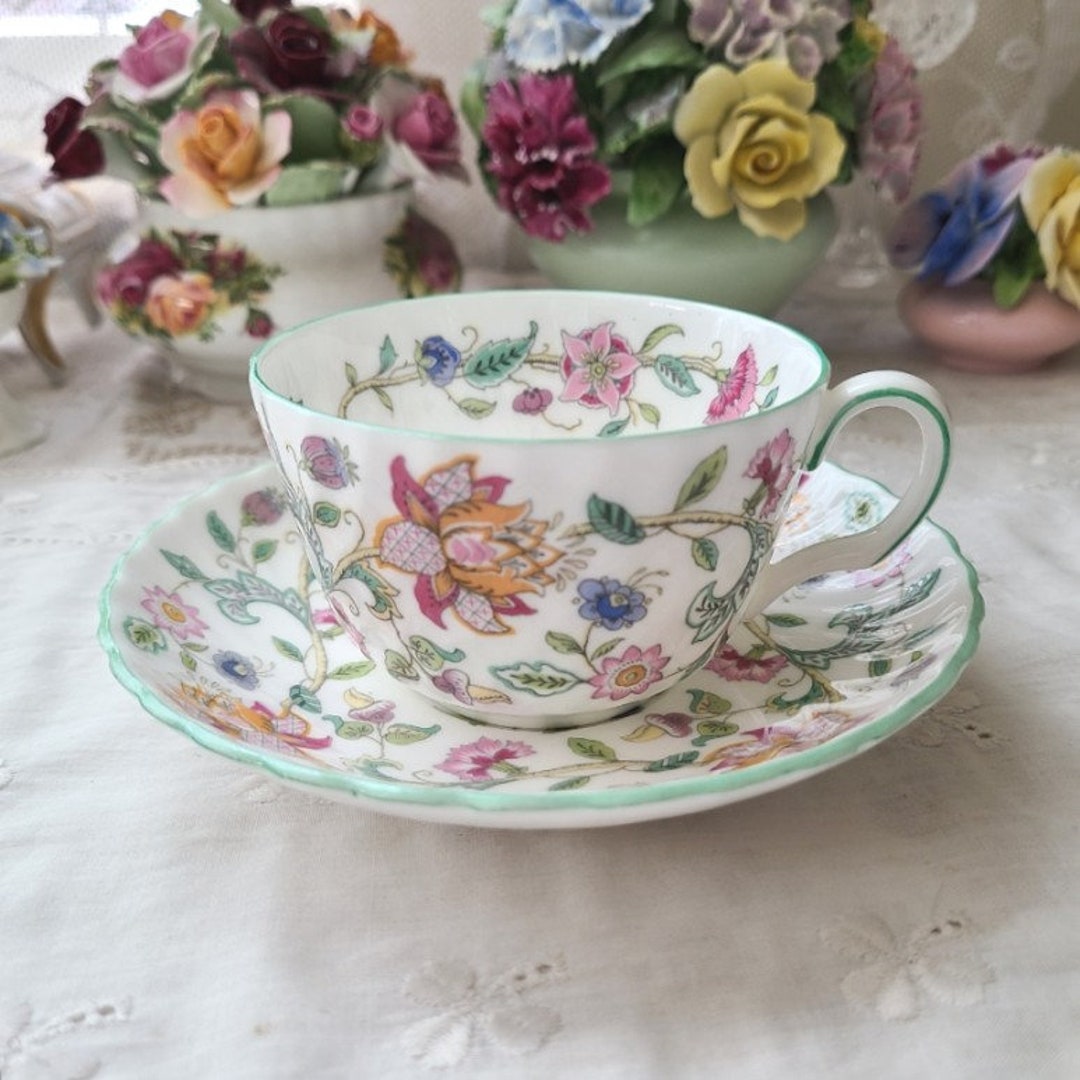 Minton Haddon Hall Cup and Saucer Set green England - Etsy