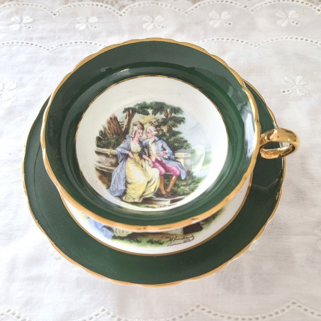 Regency "love Story" Cup and Saucer Set (crazing) - England - Etsy