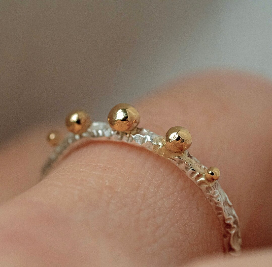 Delicate Textured Bobble Ring Minimal Ring Recycled Sterling Silver ...