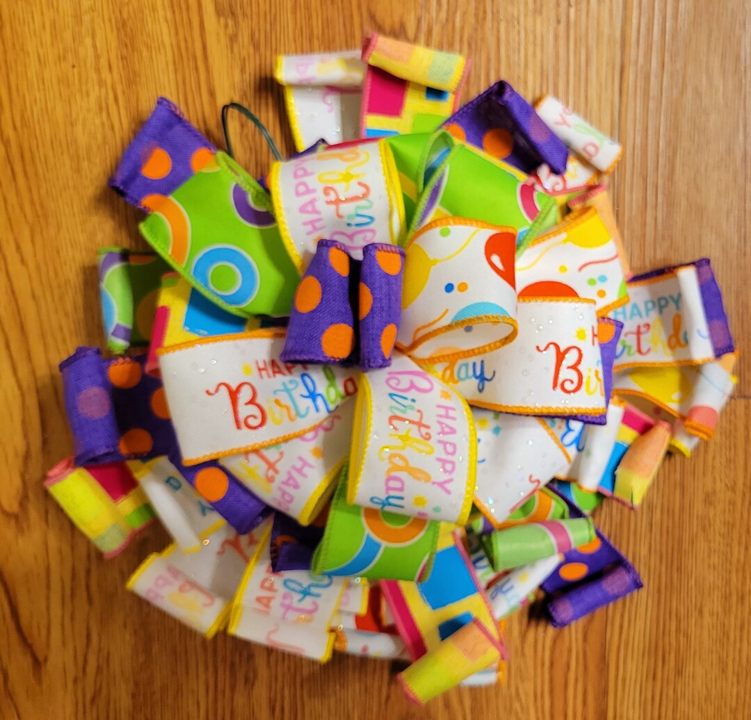 Happy Birthday Bow, Celebration Bow, Birthday Decoration and Balloon ...