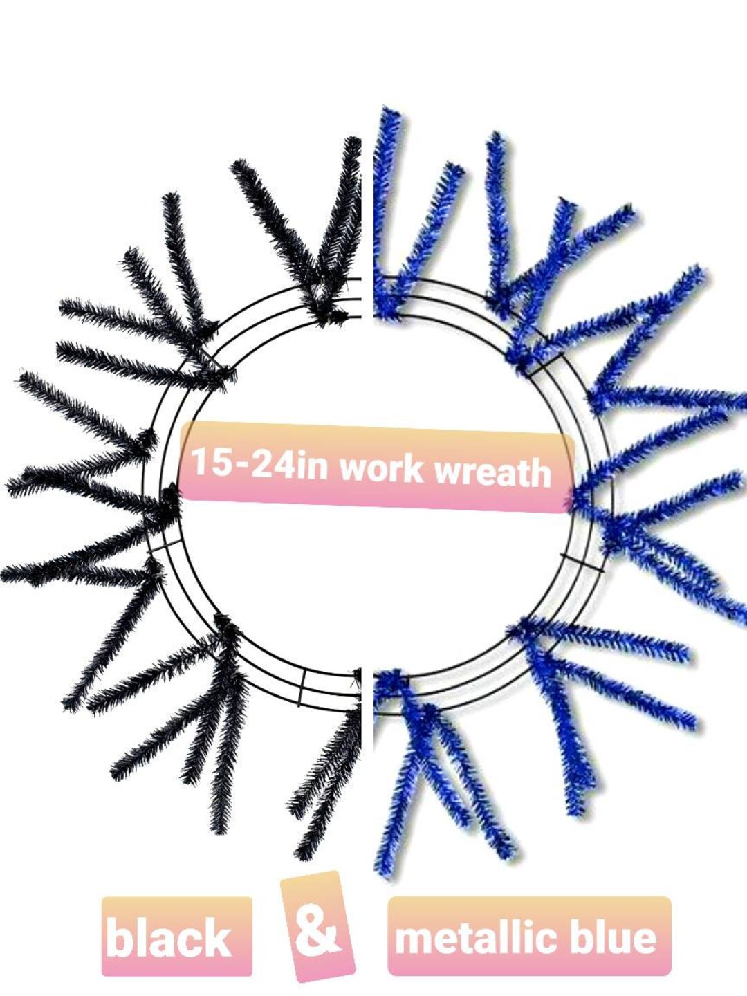 15 to 24 Inch Work Wreath, 15in Metallic Blue Work Wreath, Work Wreath ...
