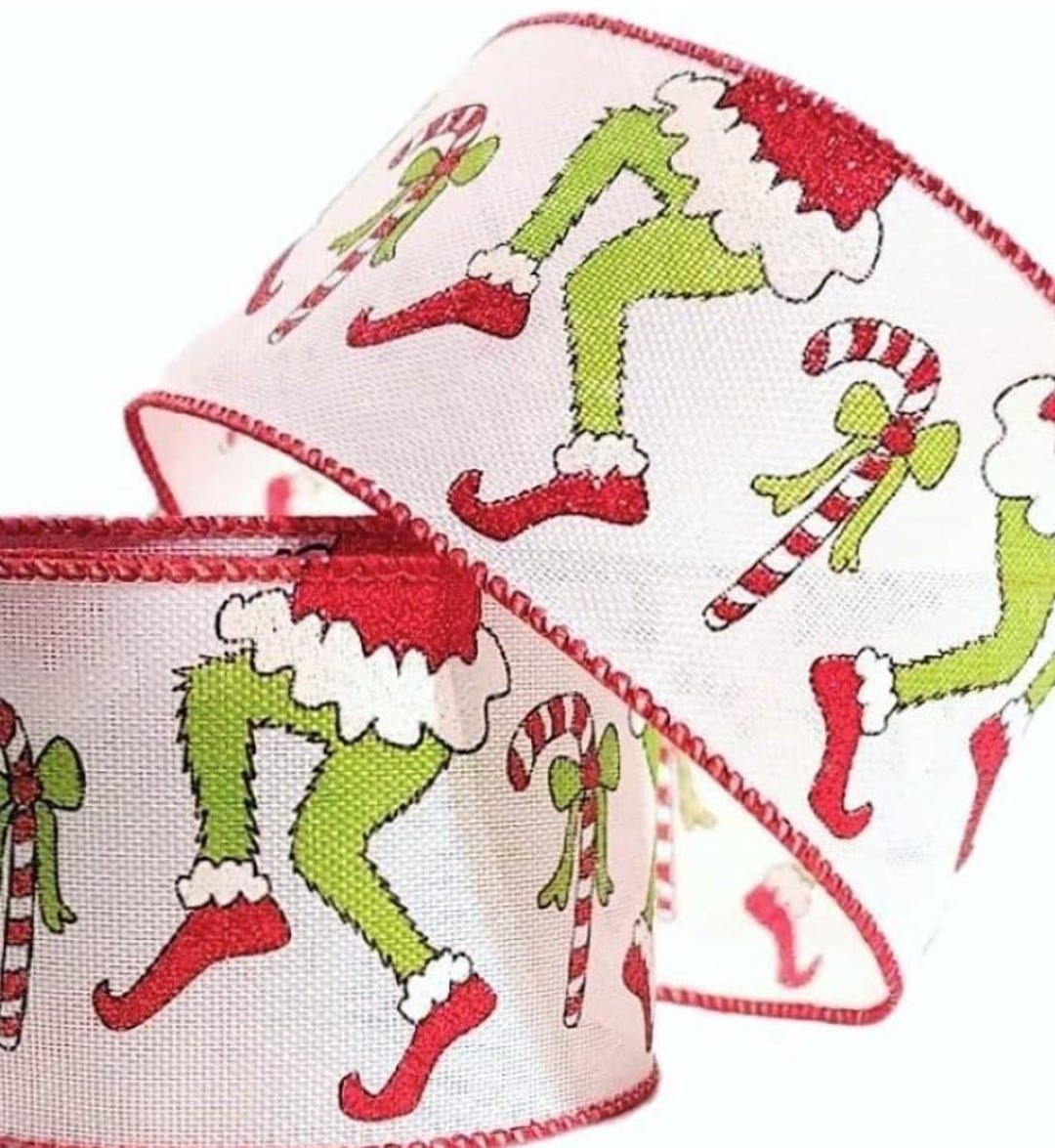 Green Monster Leg Christmas Wired Ribbon - 10 Yards - Etsy