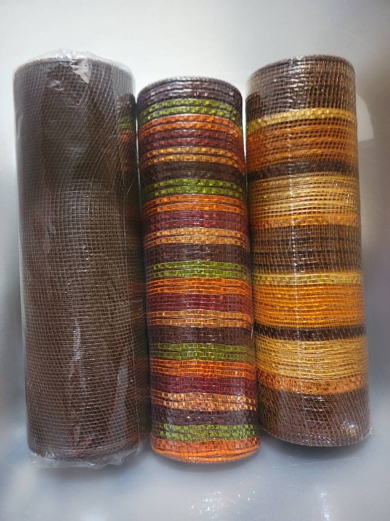 Fall 10 Inch Deco Metallic Mesh, Craft Supplies. 30 Ft of Thanksgiving ...