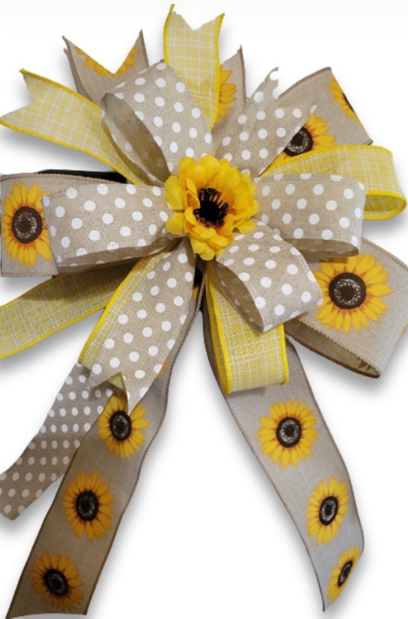 Sunflower Bow Yellow Summer Floral Bow Yellow Bow for - Etsy