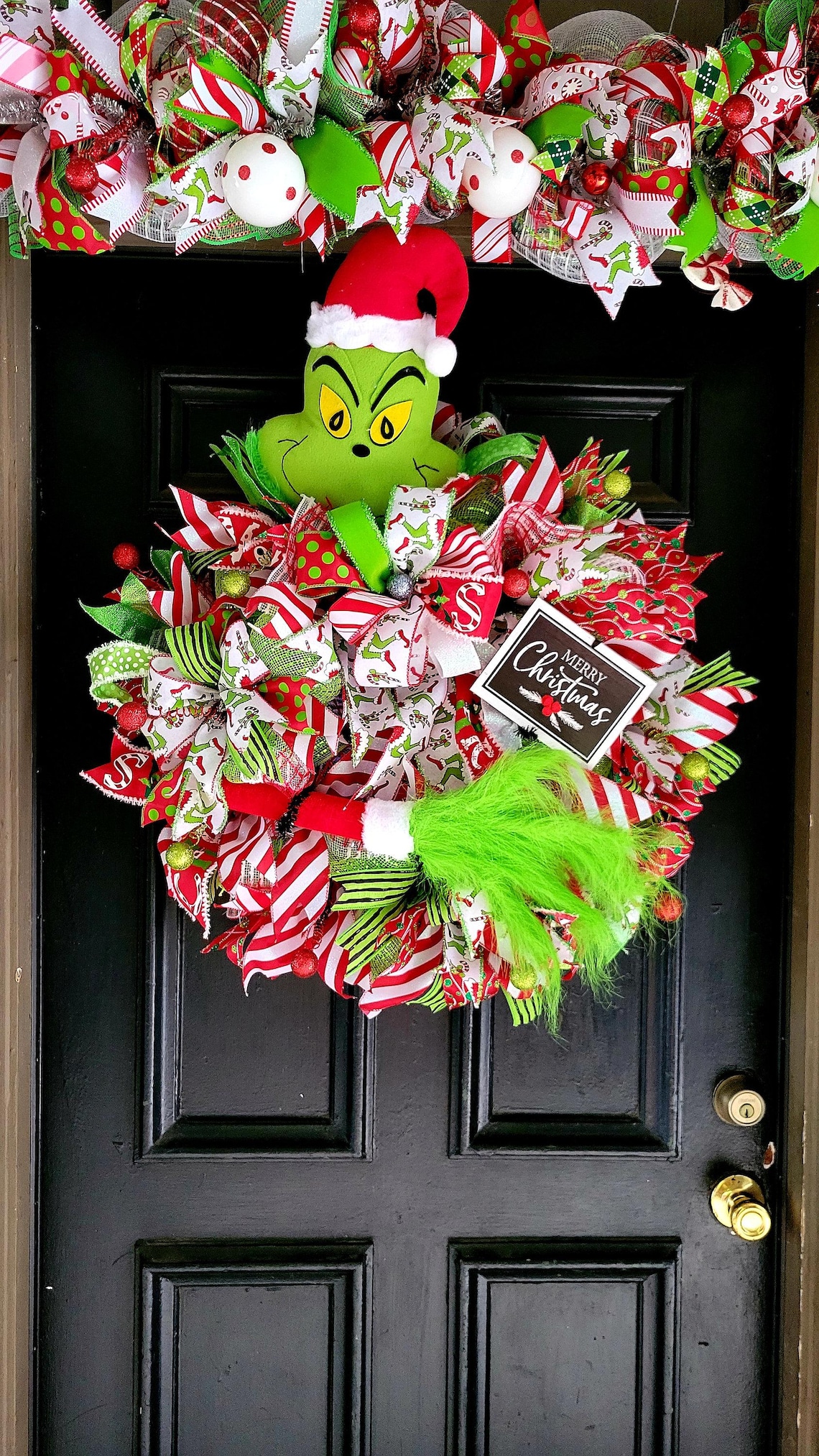 Large Green Monster Head Pick. 24inch Furry Green Elf Plush Tree Topper ...