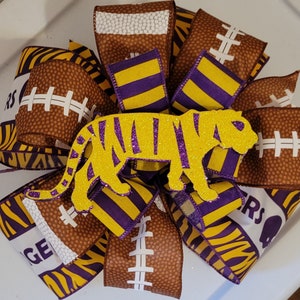 LSU Tigers Football Bow, DIY Louisiana College Football Wreath Bow, Lsu ...