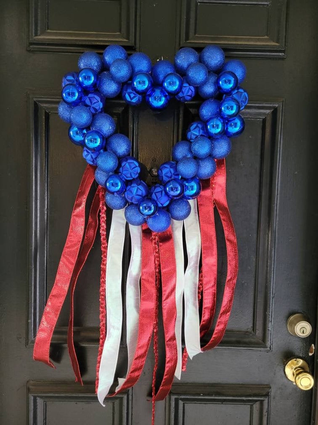 Red,white,and Blue Hanging Heart Wreath, Patriotic Ornament Door Hanger ...